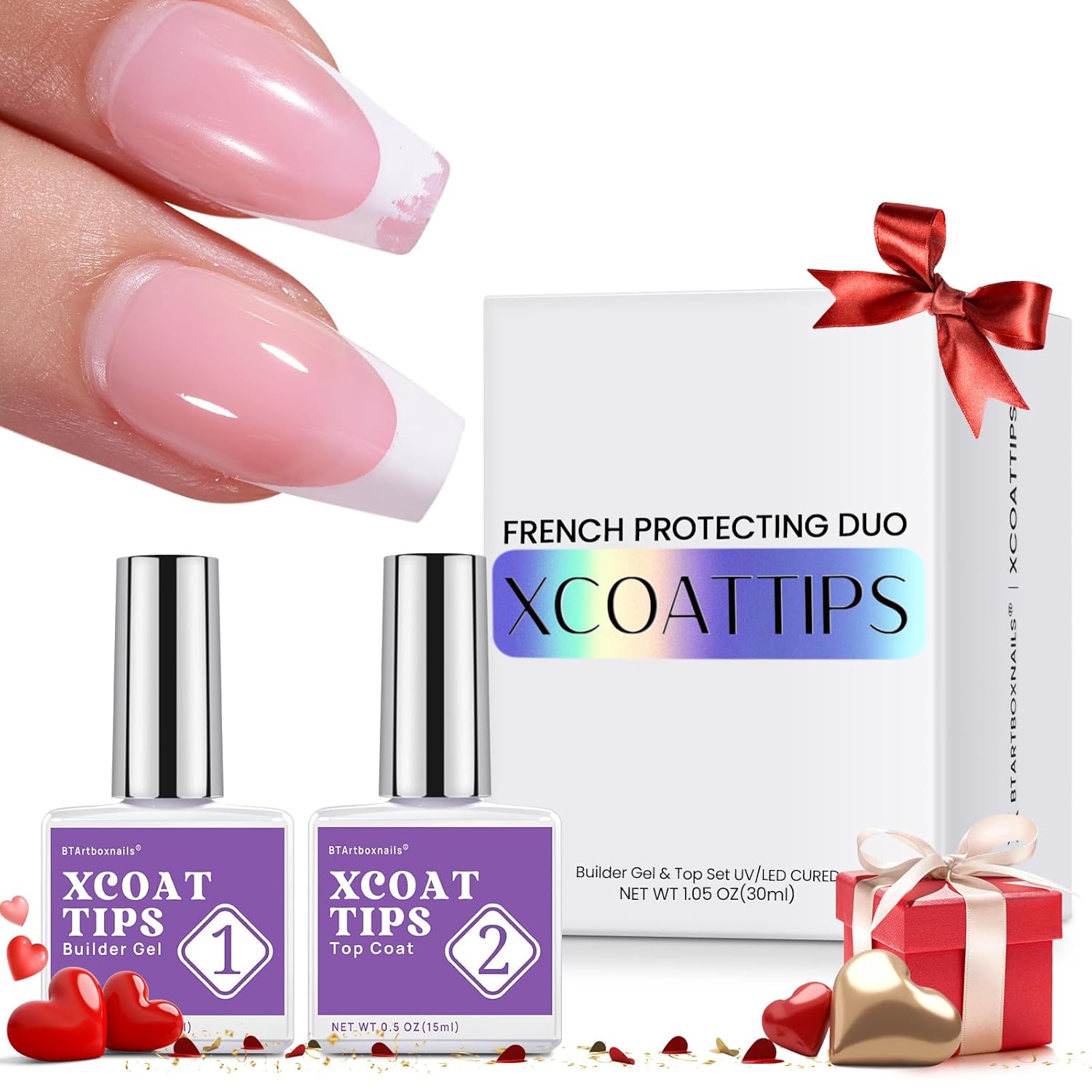 Amazon.com: BTArtboxnails XCOATTIPS French Protecting DUO builder gel ...