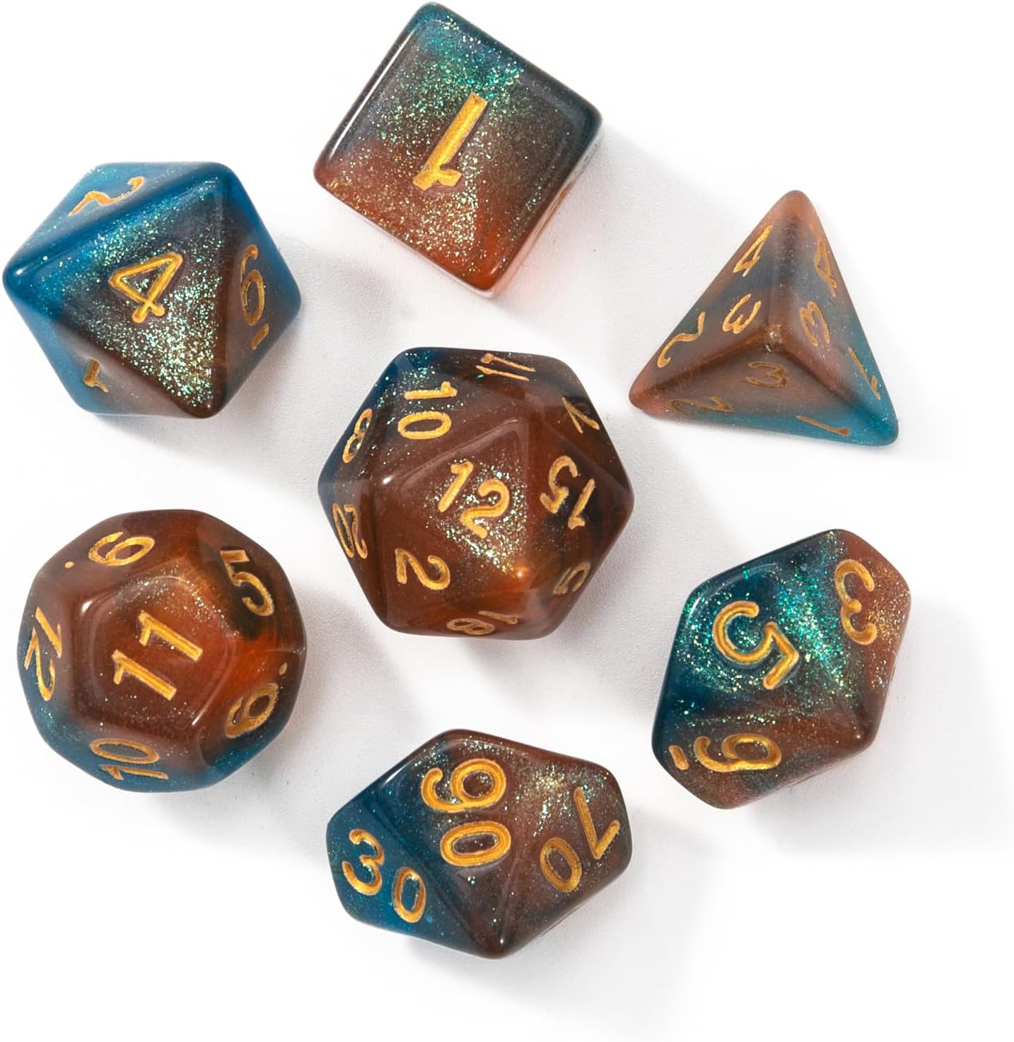 Amazon.com: Polyhedral DND Dice Sets, 7Pcs/Set Polyhedral Acrylic Dices ...