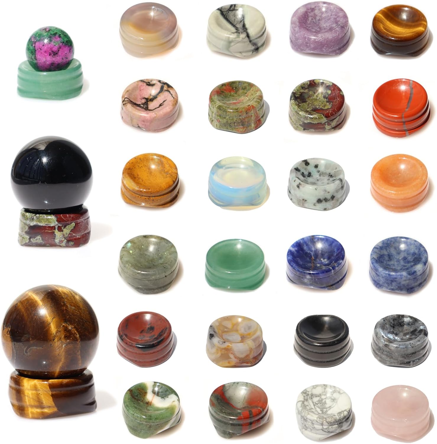Amazon.com: SSAKUGGI Sphere Stand Gemstone Natural Stone Stand for ...