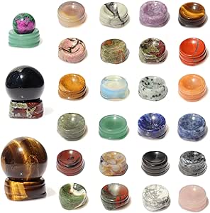 Amazon.com: SSAKUGGI Sphere Stand Gemstone Natural Stone Stand for ...