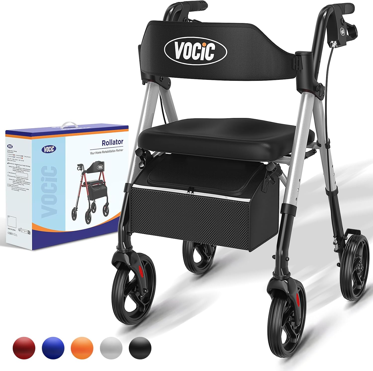 Amazon.com: VOCIC Walkers for Seniors,Foldable Walker with Seat ...