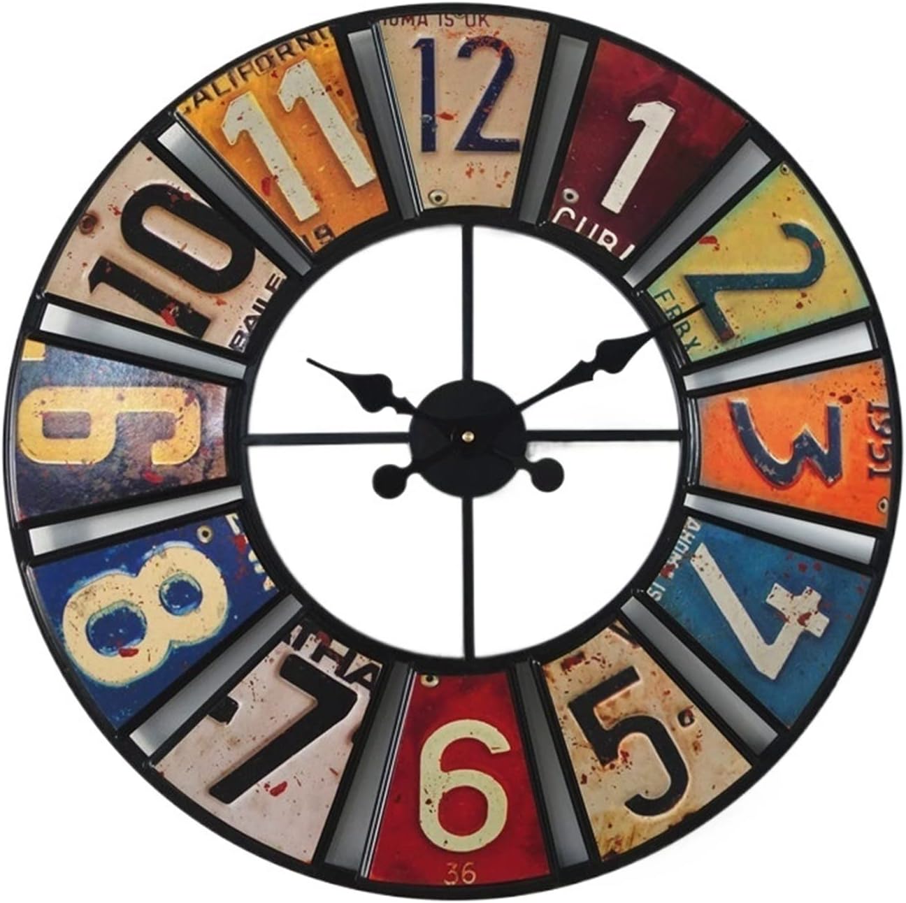 Amazon.com: MYOYUE Digital Round Vintage Wall Clock Creative License ...