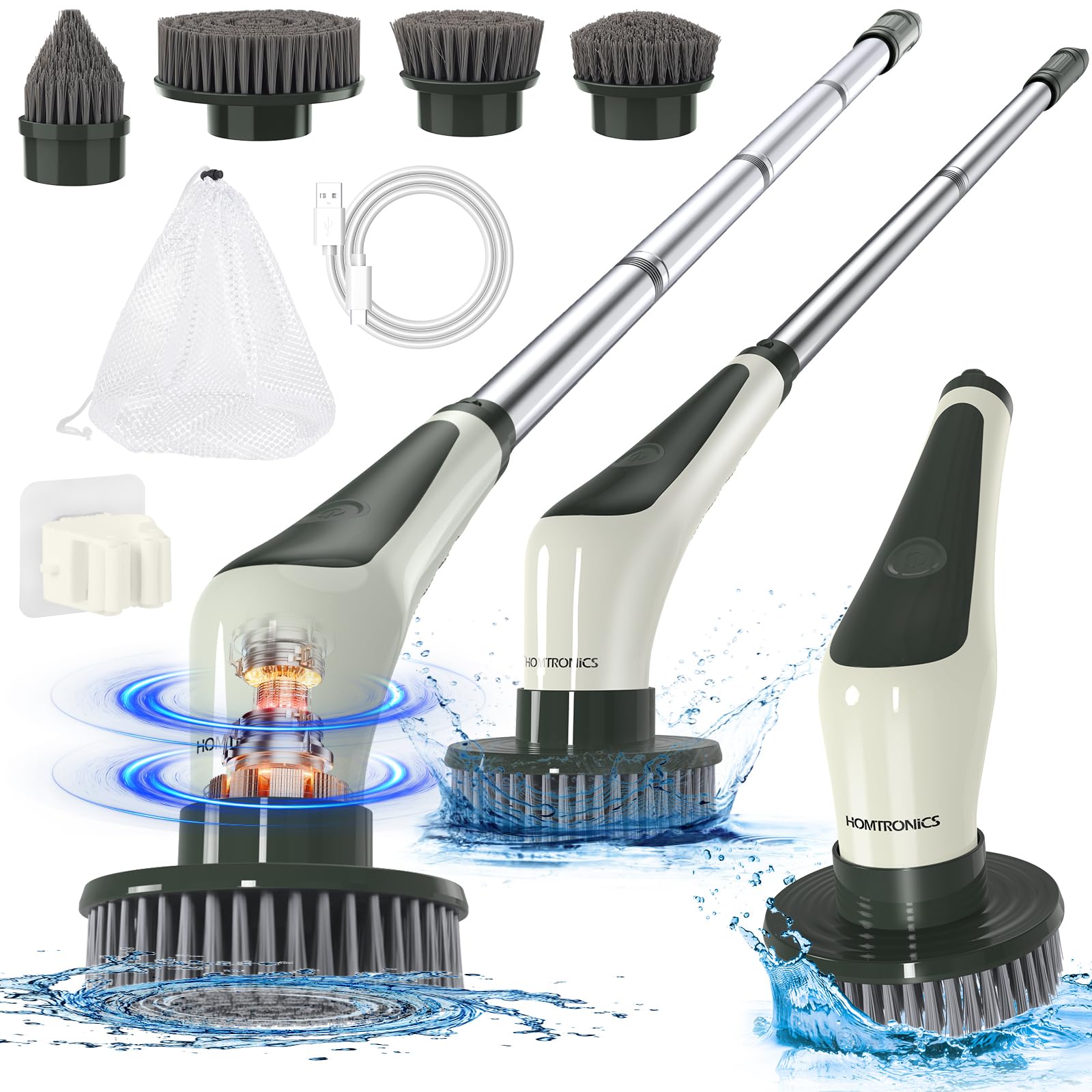 Electric Spin Scrubber, [IPX8 Waterproof ] Homtronics Electric Cleaning ...