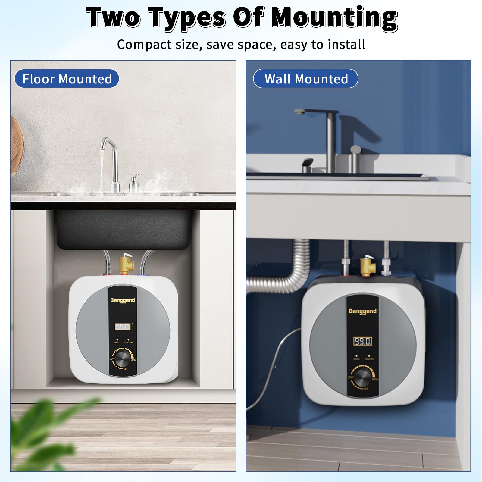 Snapklik.com : Ganggend 2.5 Gallon Water Heater Electric, 1500W 110V ...