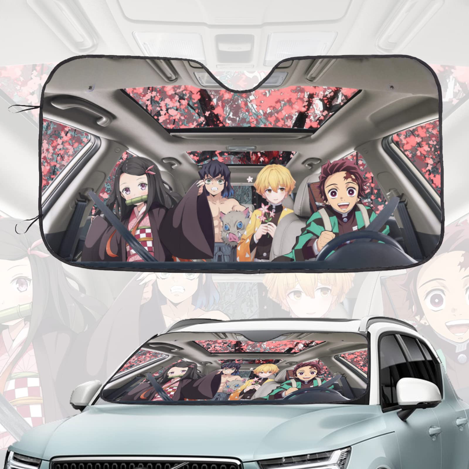 Amazon.com: Cute Anime Characters Cartoon Funny Windshield Sun Shade ...