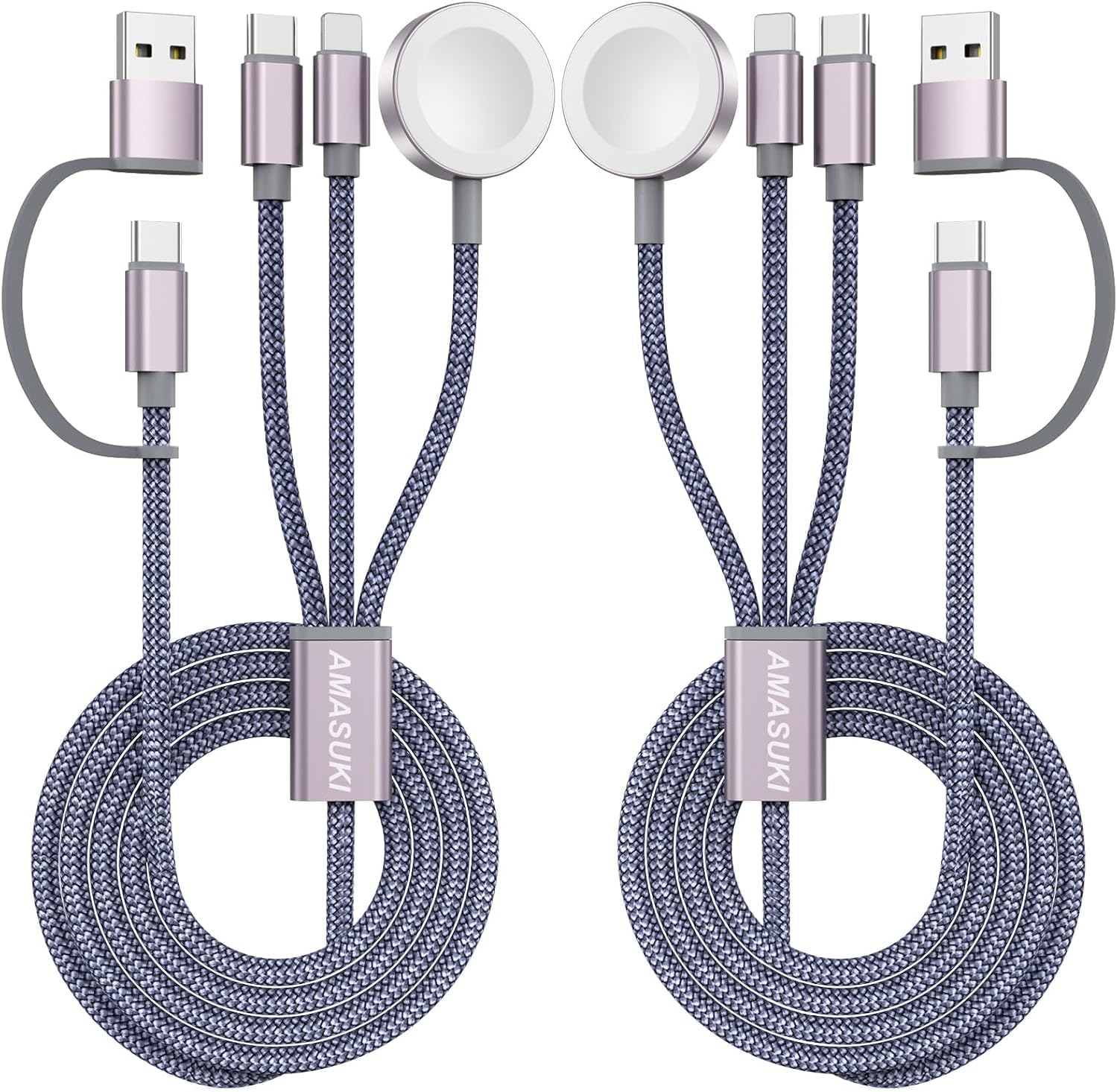 4 in 2 Watch Charger Cable for iPhone/iWatch/Airpods, 1.2m/4FT Multi ...