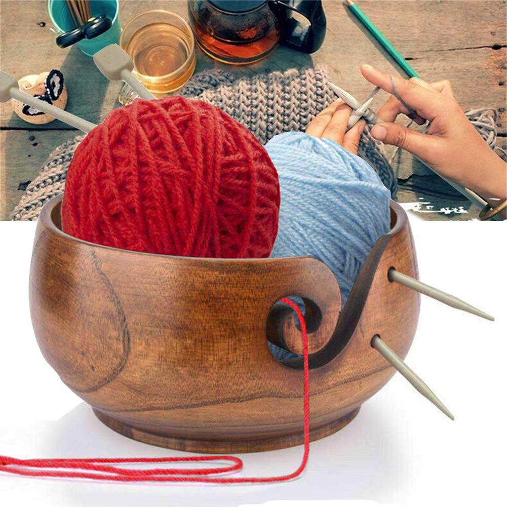 Carved Wooden Yarn Bowls Premium Rosewood Crafted Yarn Storage Bowls