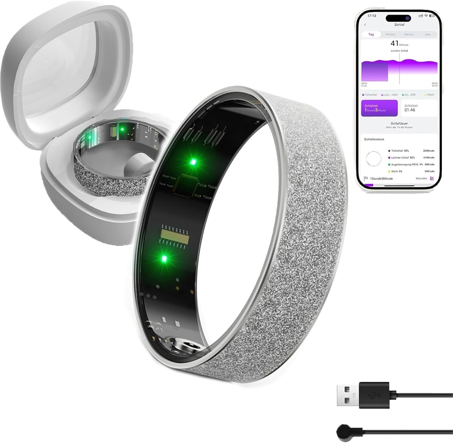 Smart Ring,Fitness Tracker Smart Ring for Men Women Sports Time ...