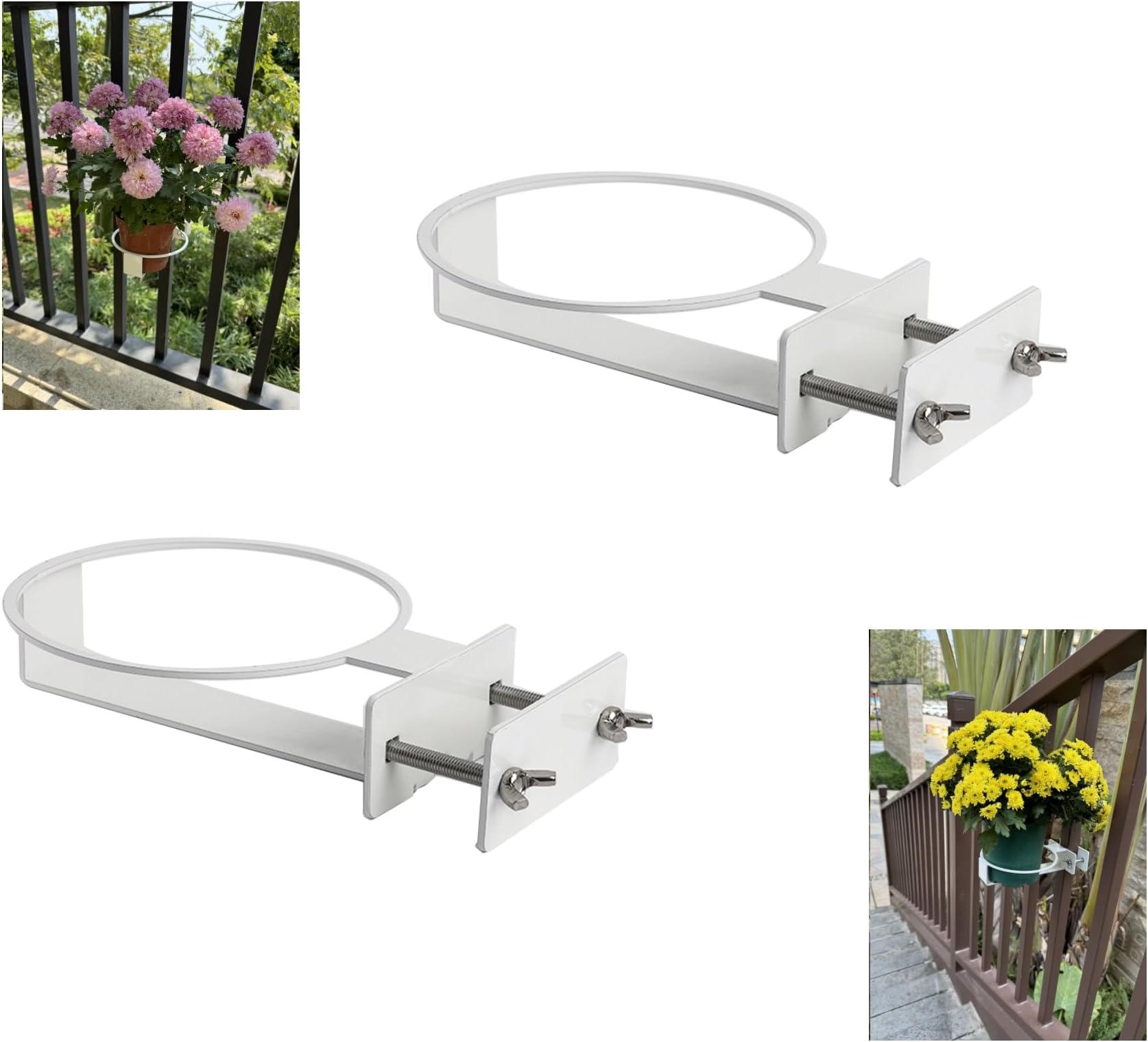 Amazon.com: lxkj Deck Railing Flower Pot Holder, 6" Fence Bracket Kit ...