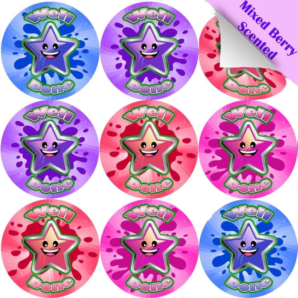 120 Mixed Berry Well Done 30mm Scented Reward Stickers for Teachers ...