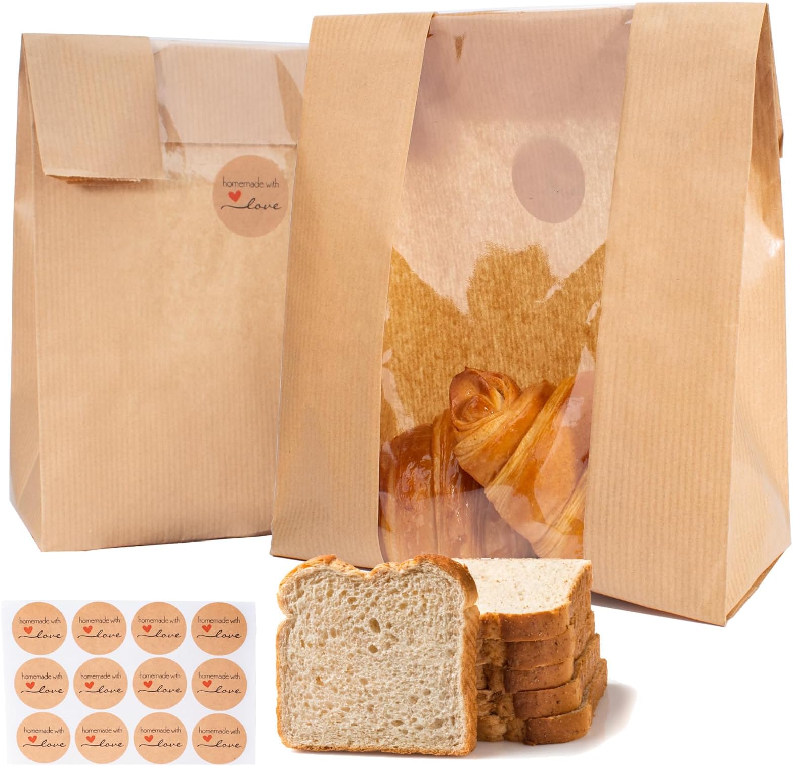 Amazon.com: Perthlin 50 Pack Bread Bags Bulk for Homemade Bread Kraft ...