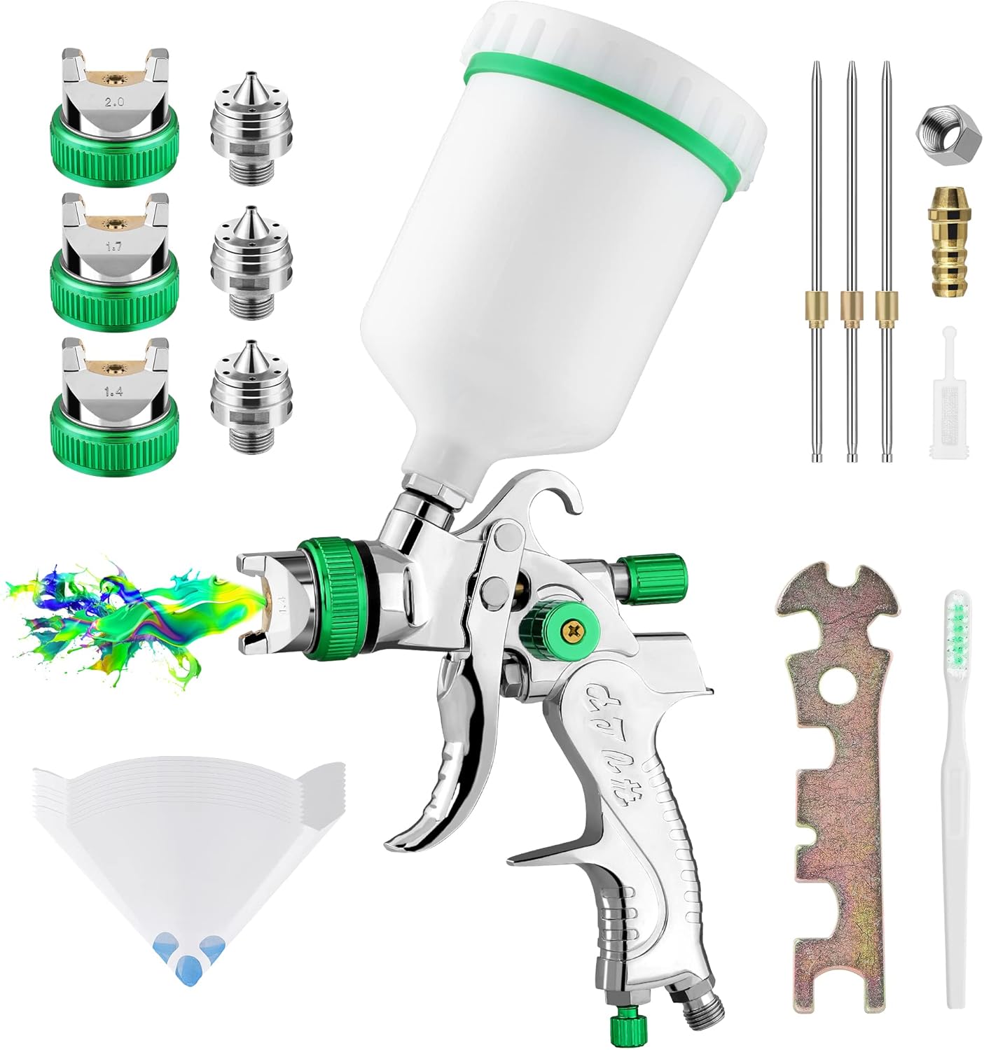 Aodaer HVLP Spray Gun Set Automotive Paint Spray Paint Gun with 3 ...