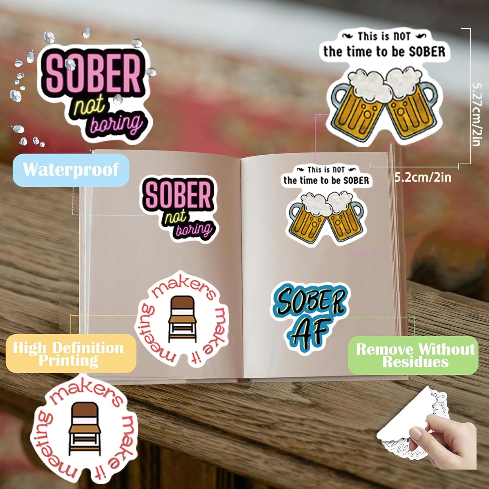 Snapklik.com : RAYNEMB 50 Pcs Sober Stickers Sobriety Vinyl Sticker ...