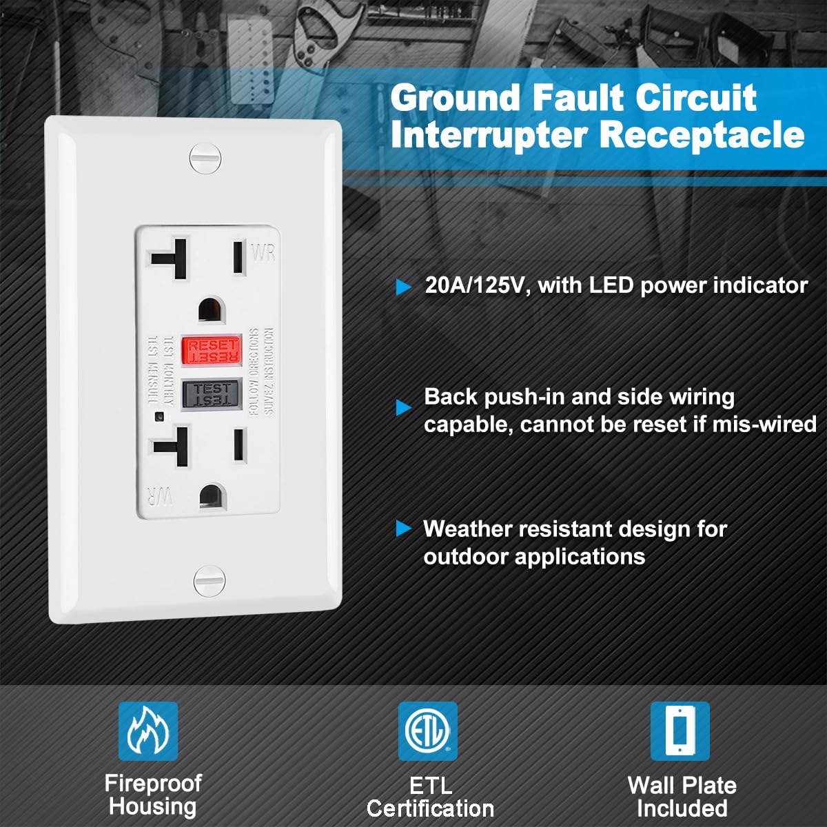 Snapklik.com : (10 Pack) 20 Amp WR GFCI Receptacle Outlet, Outdoor ...
