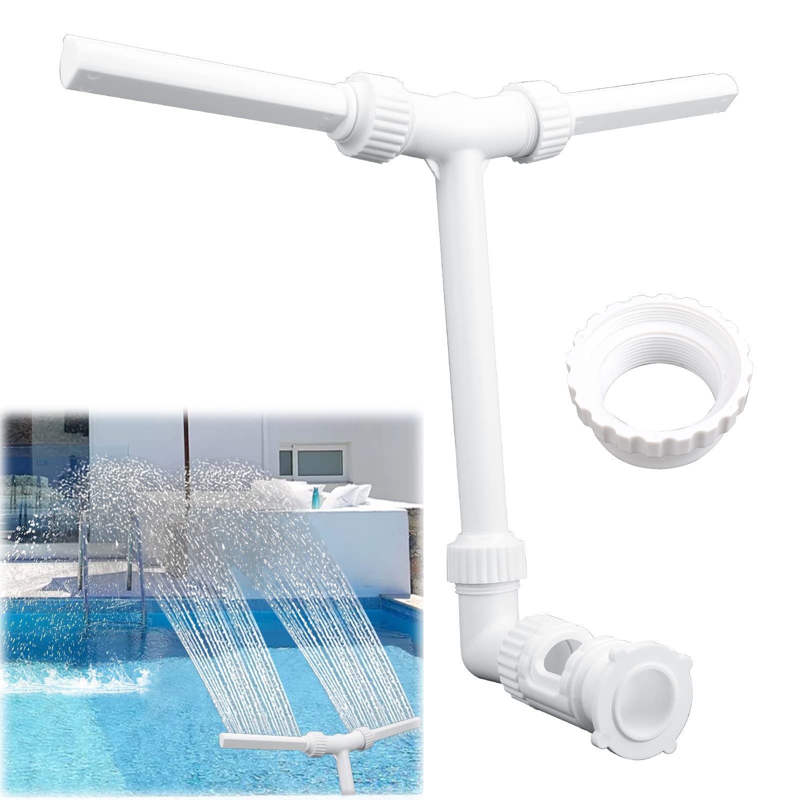 Amazon.com: Swimming Pool Waterfall Fountain Spray, 2 Heads Water ...