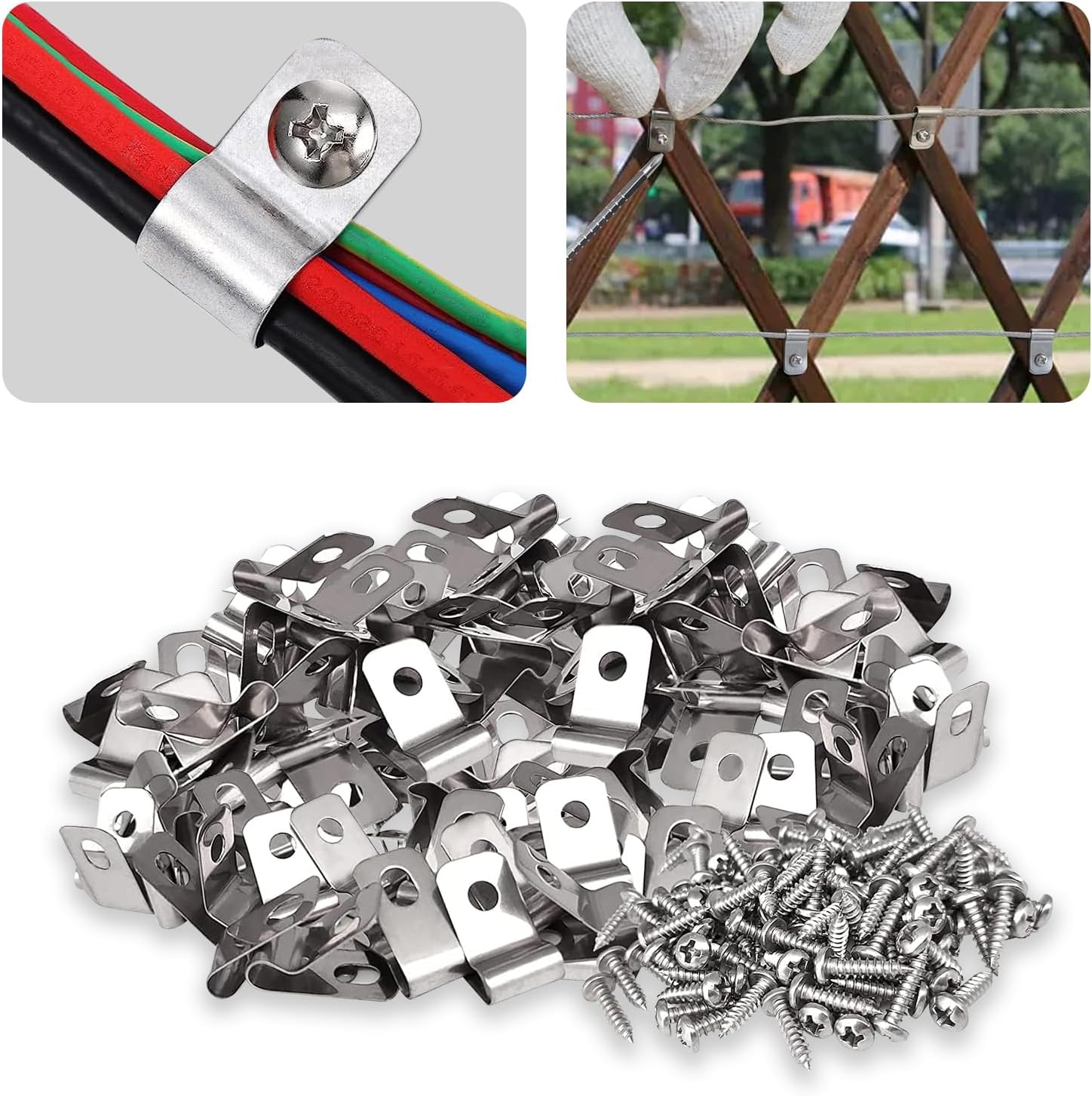 Amazon.com: 150 Pcs Fence Wire Clamps with 150 Pieces Screws (2, 4, 6 ...