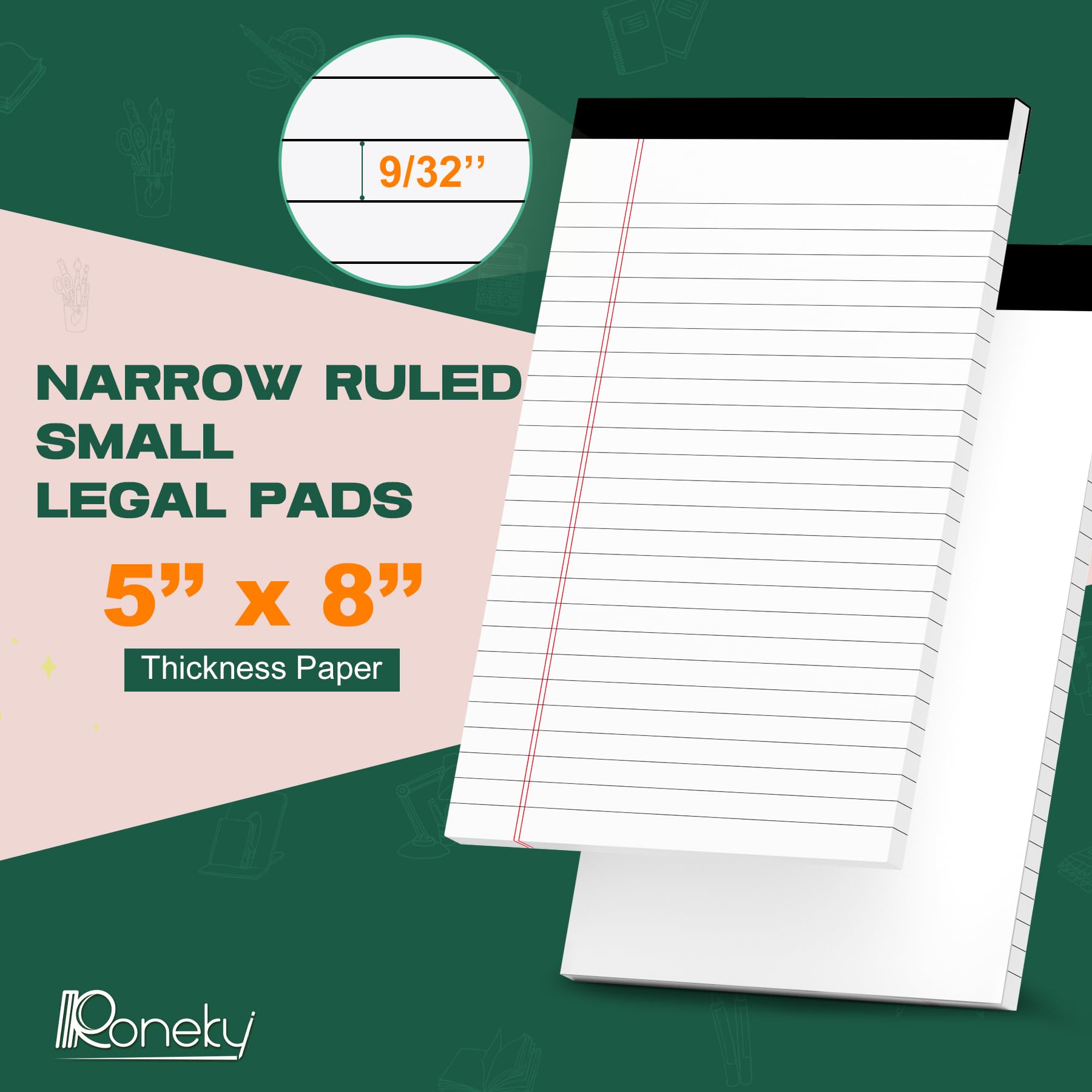 Snapklik.com : 12 Pack Note Pads 5x8, Small Legal Pads 5x8 White ...