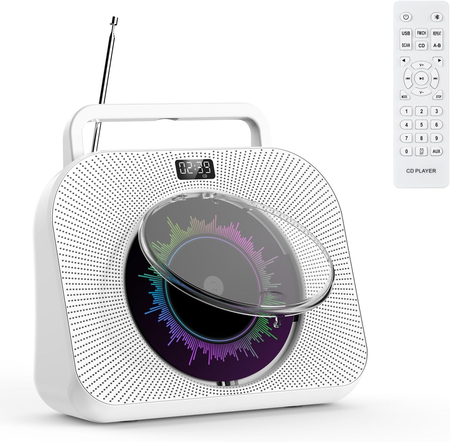 Amazon.com: Qoosea CD Player Desktop Bluetooth CD Player with Speakers ...