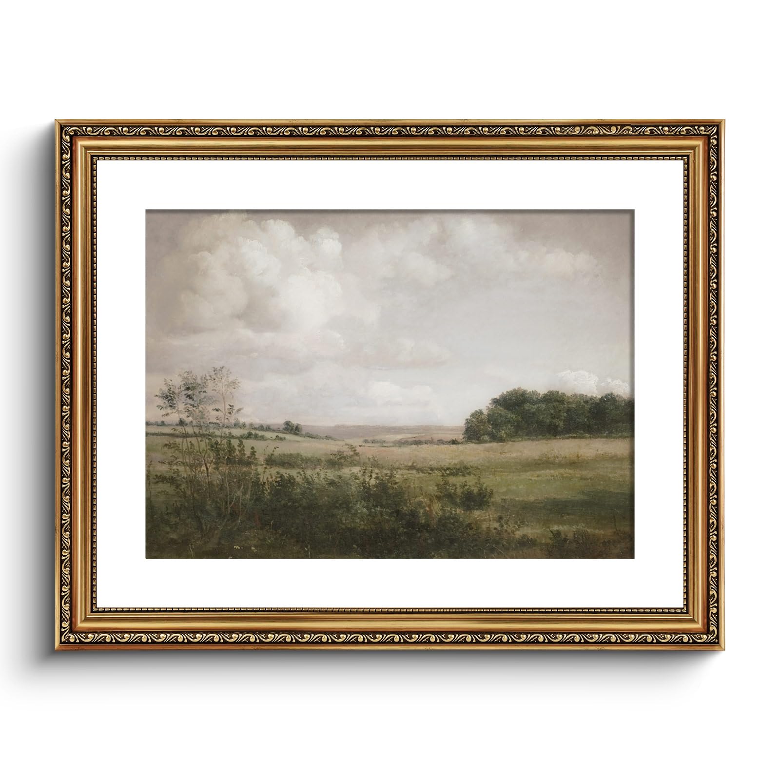 Amazon.com: VIYYIEA Vintage Gold Framed Landscape Wall Art, Bedroom ...