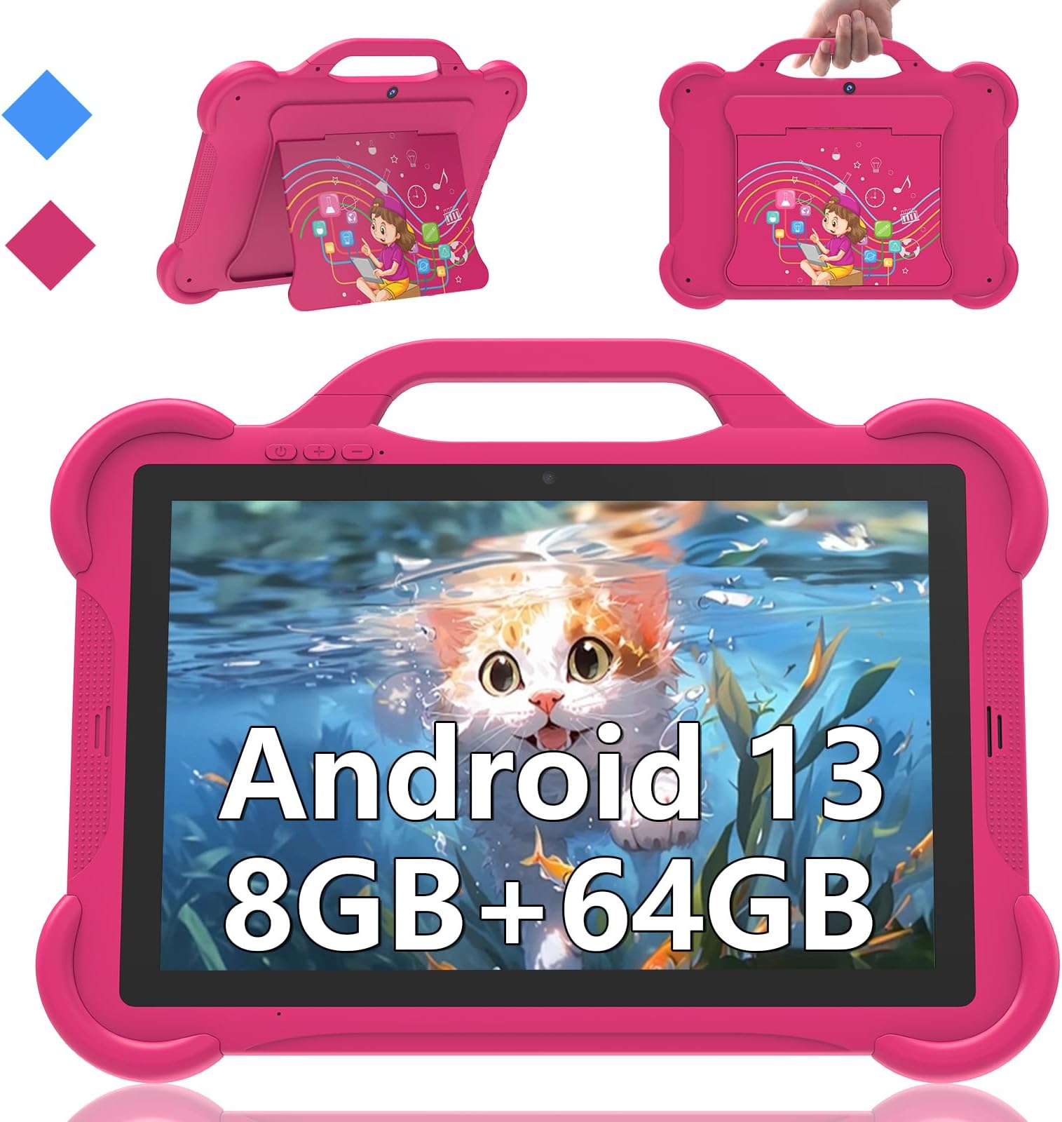 Amazon.com : PEICHENG 10 inch Kids Tablet, 8GB RAM 64GB ROM Android 13 ...