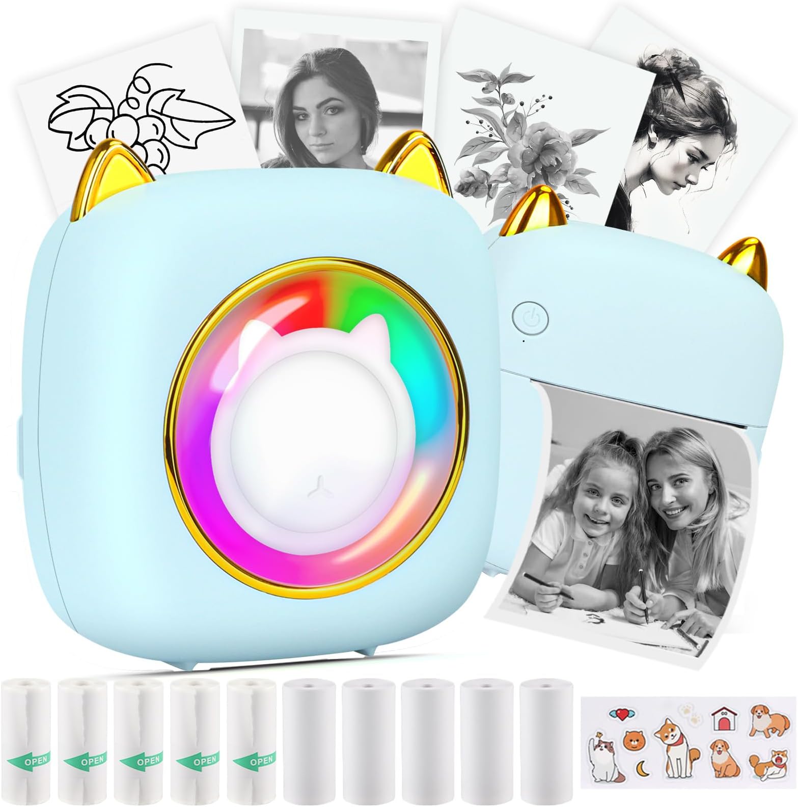 Amazon.com: HuiJuKeJi Mini Sticker Printer Pocket Inkless Thermal ...