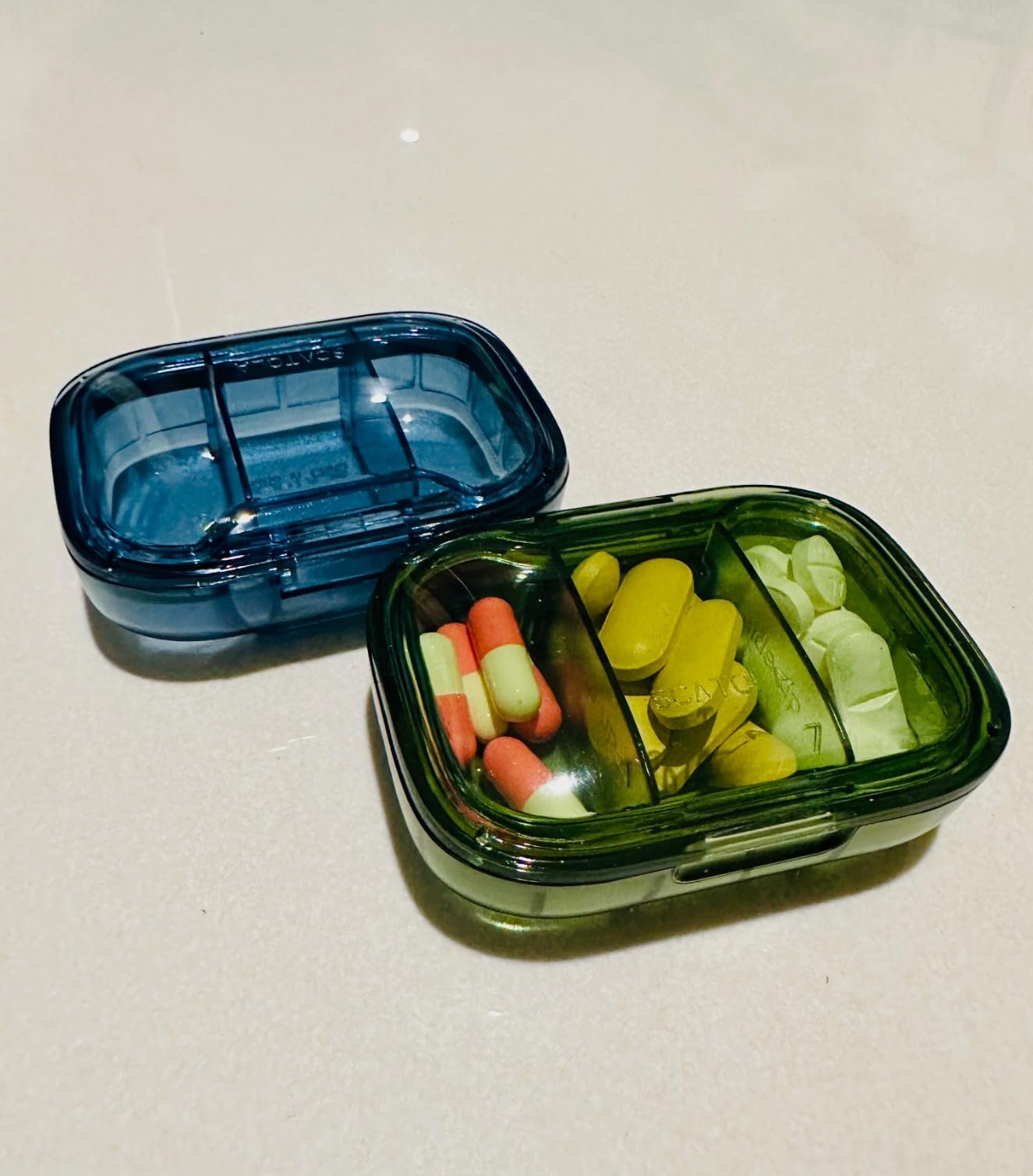 2 Pack 3 Compartment Small Pill Box, Moisture Proof Pill Case, Travel ...