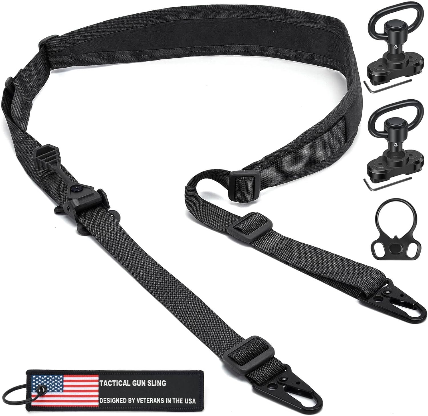 WarBull 2 Point Rifle Sling, QD Swivel Quick Adjust Gun Sling with HK ...