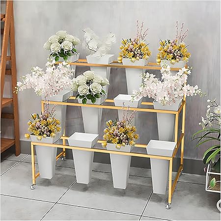 Amazon.com: Zhongma 3 Tier Metal Flower Display Stand with 12pcs ...