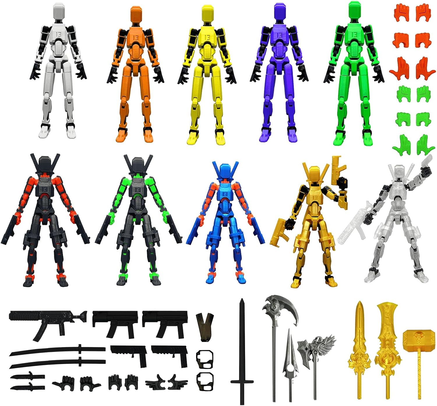 Amazon.com: Jirown T13 Action Figure Set 3D Printed Multi-Jointed ...