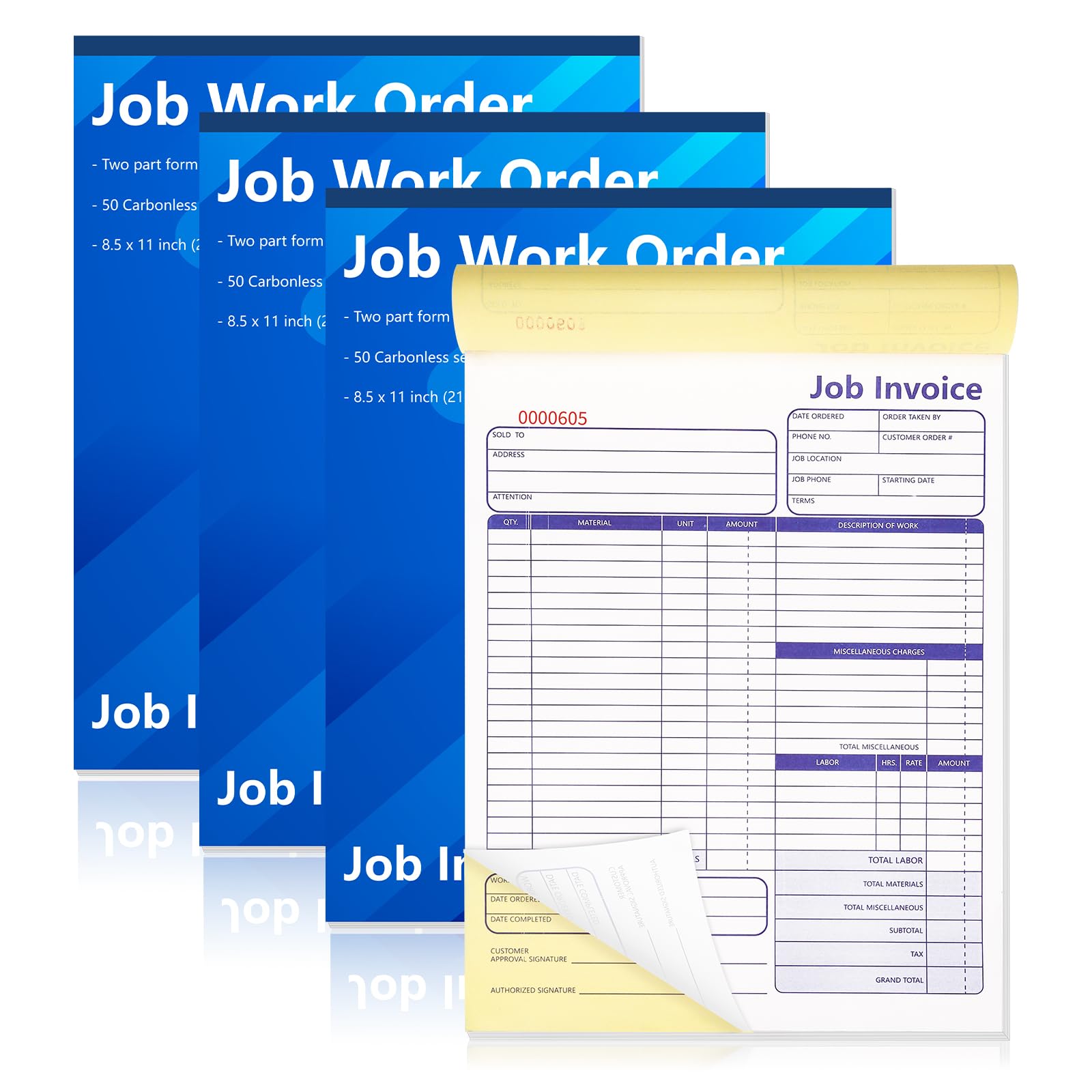 Amazon.com : 200 Set Job Work Order Forms Job Invoice Forms Invoice ...
