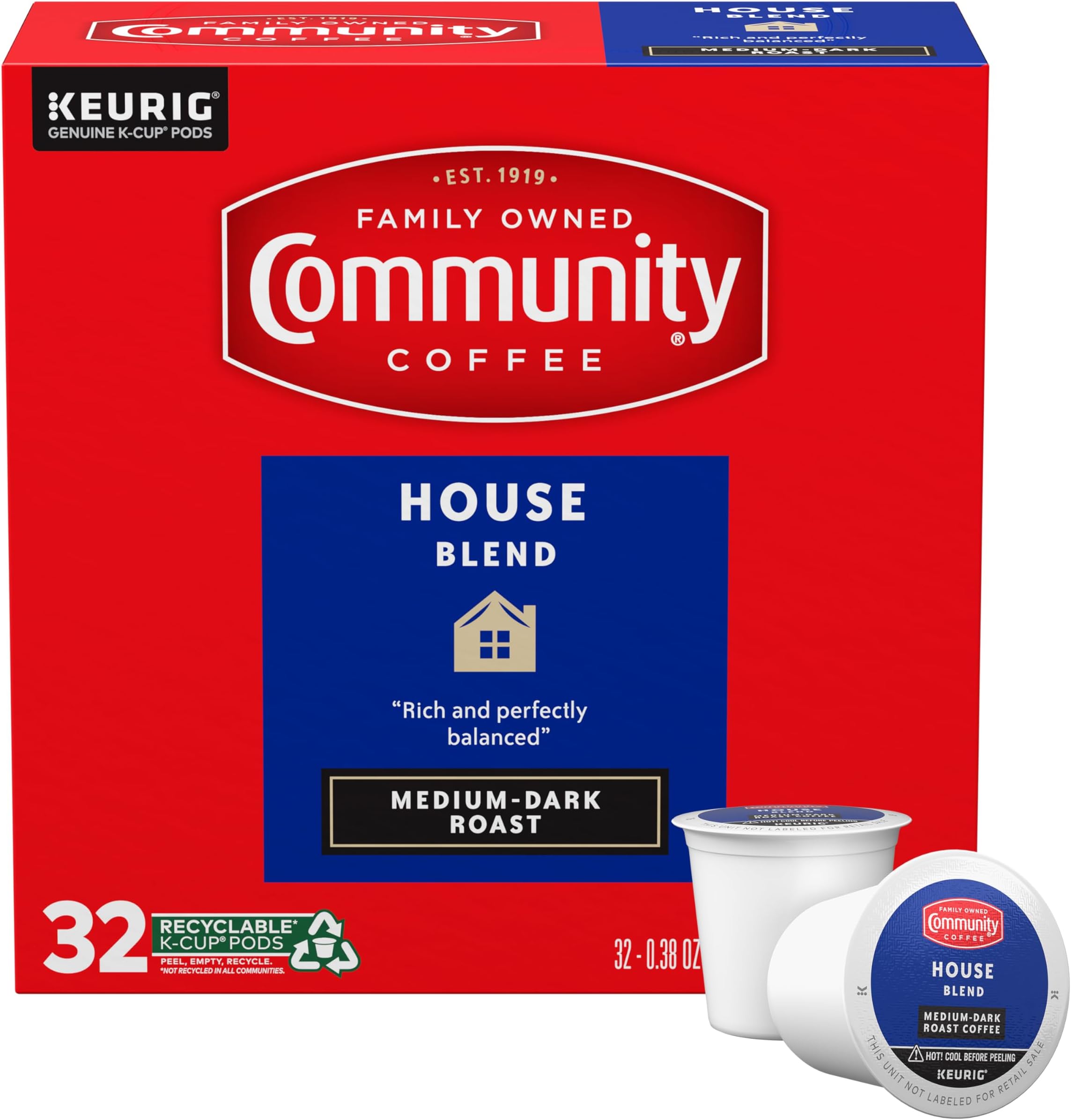 Amazon.com: Community Coffee House Blend Medium-Dark Roast Single Serve ...