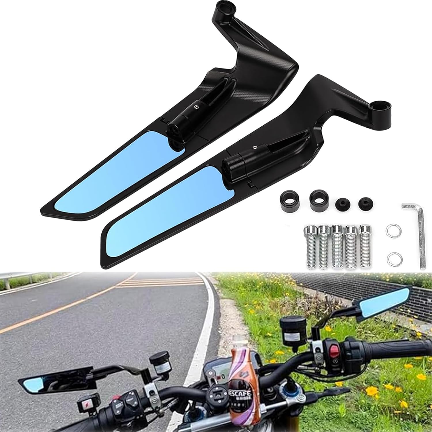 Amazon.com: XINGWU Motorcycle Rearview Mirror Adjustable Rotating ...