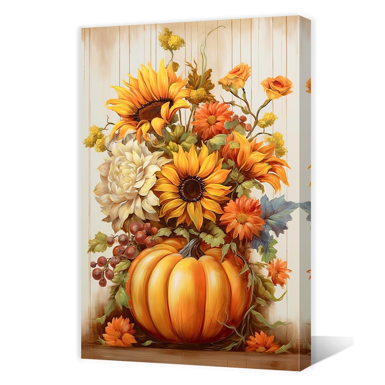 Amazon.com: QIXIANG Autumn Wall Art Pumpkin and Sunflower Canvas Prints ...