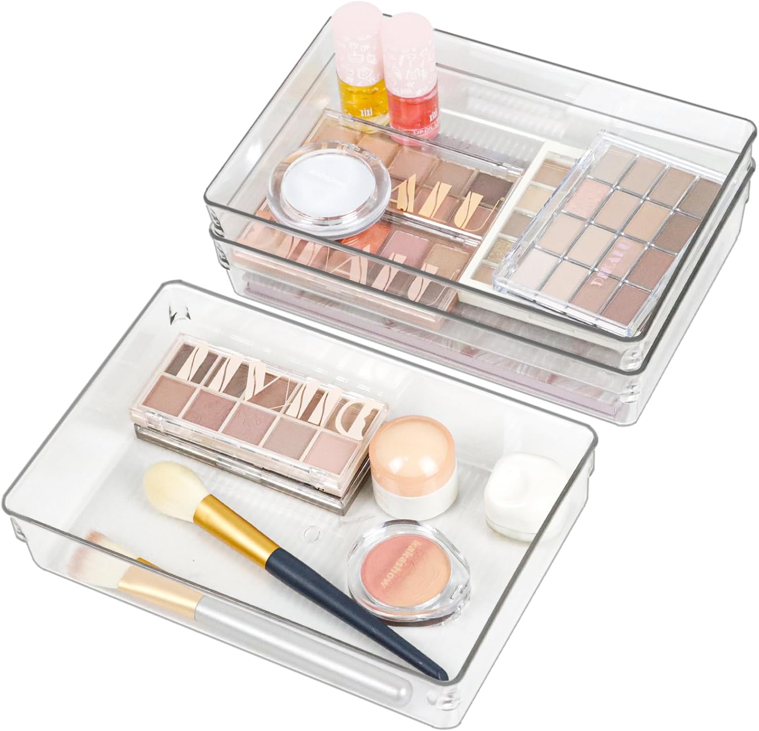 Amazon.com: Clear Drawer Organizer Bins Set, Transparent Rectangle ...
