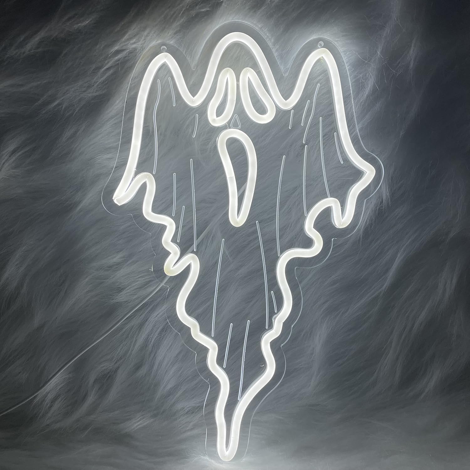 shqcenool Ghost Neon Sign, Halloween Funny Face Neon Signs for Wall ...