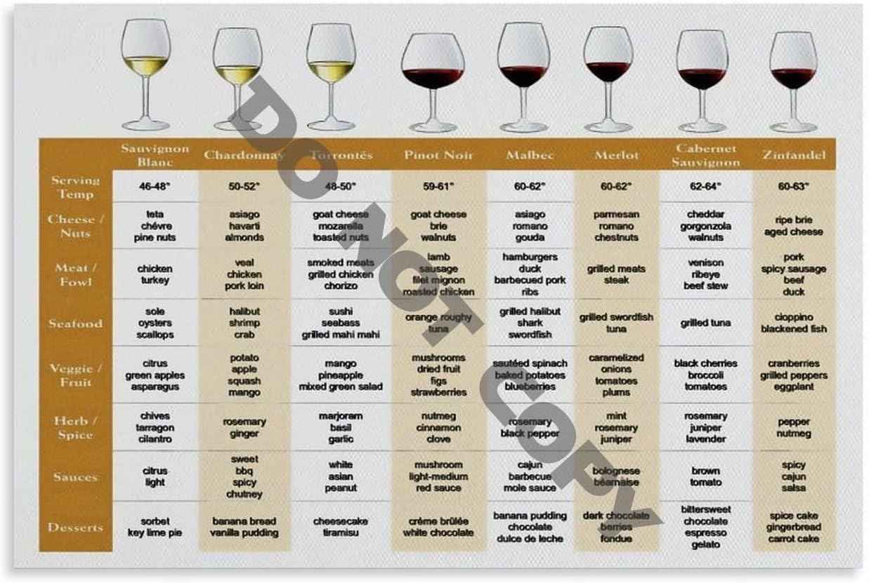 Amazon.com: Food And Wine Pairing Guide Wine Education Chart Poster ...