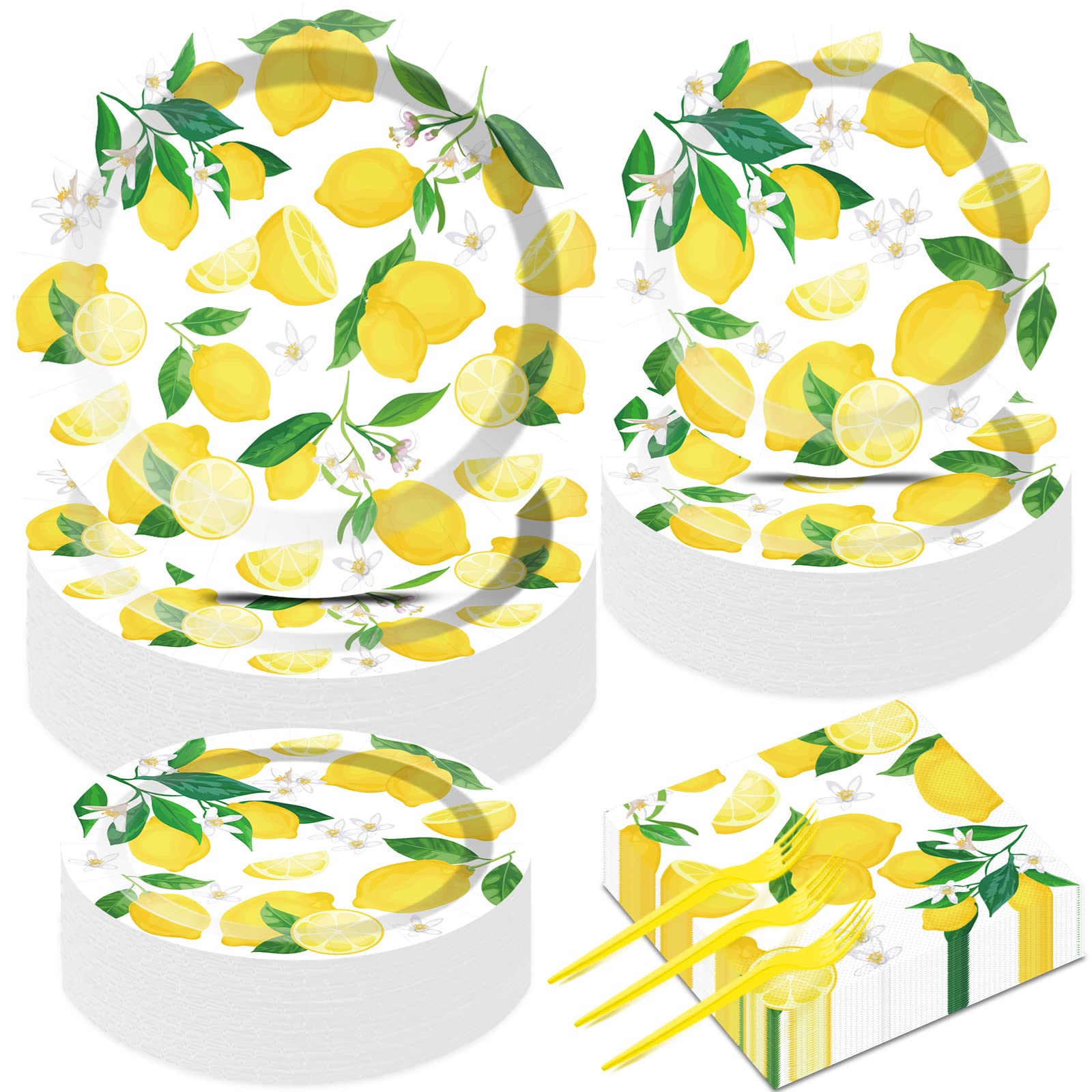 gisgfim 50 Guests Lemon Party Decorations Lemon Plates and Napkins ...