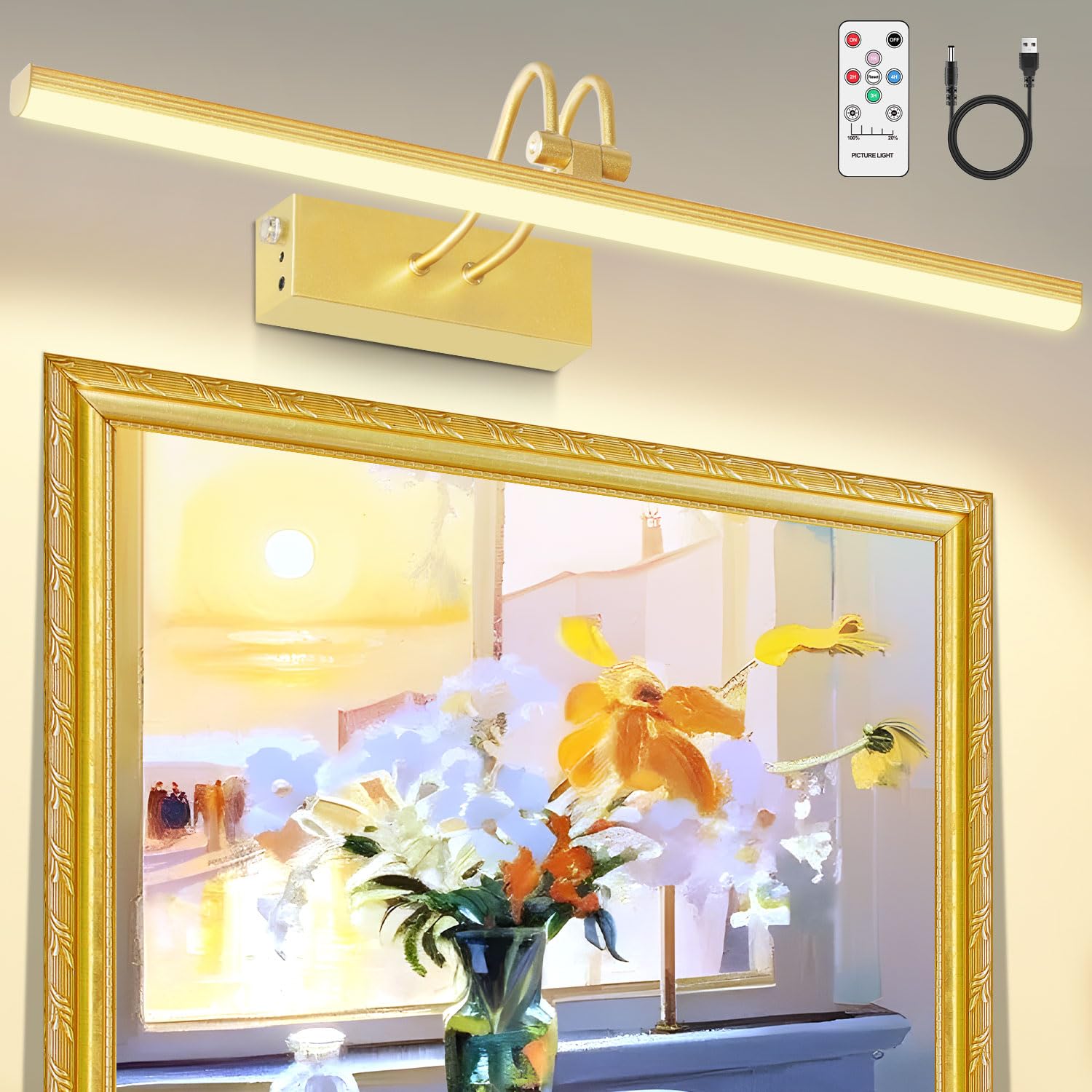 ISUERFY Picture Light Battery Operated for Wall Rechargeable 5200mAh ...