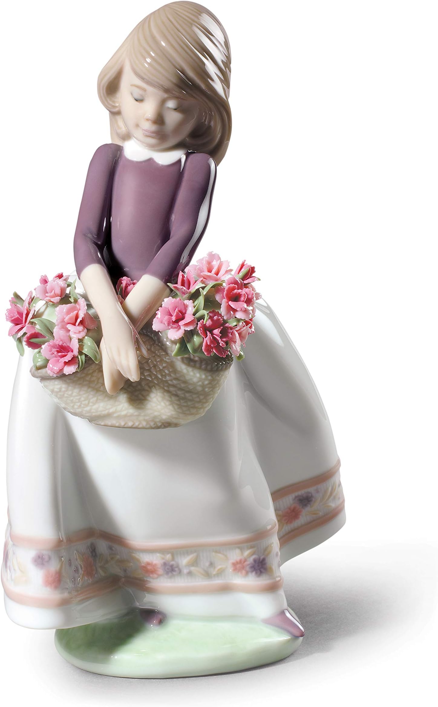 Amazon.com: LLADRÓ Fragrant Bouquet Girl Figurine. Porcelain Girl with ...