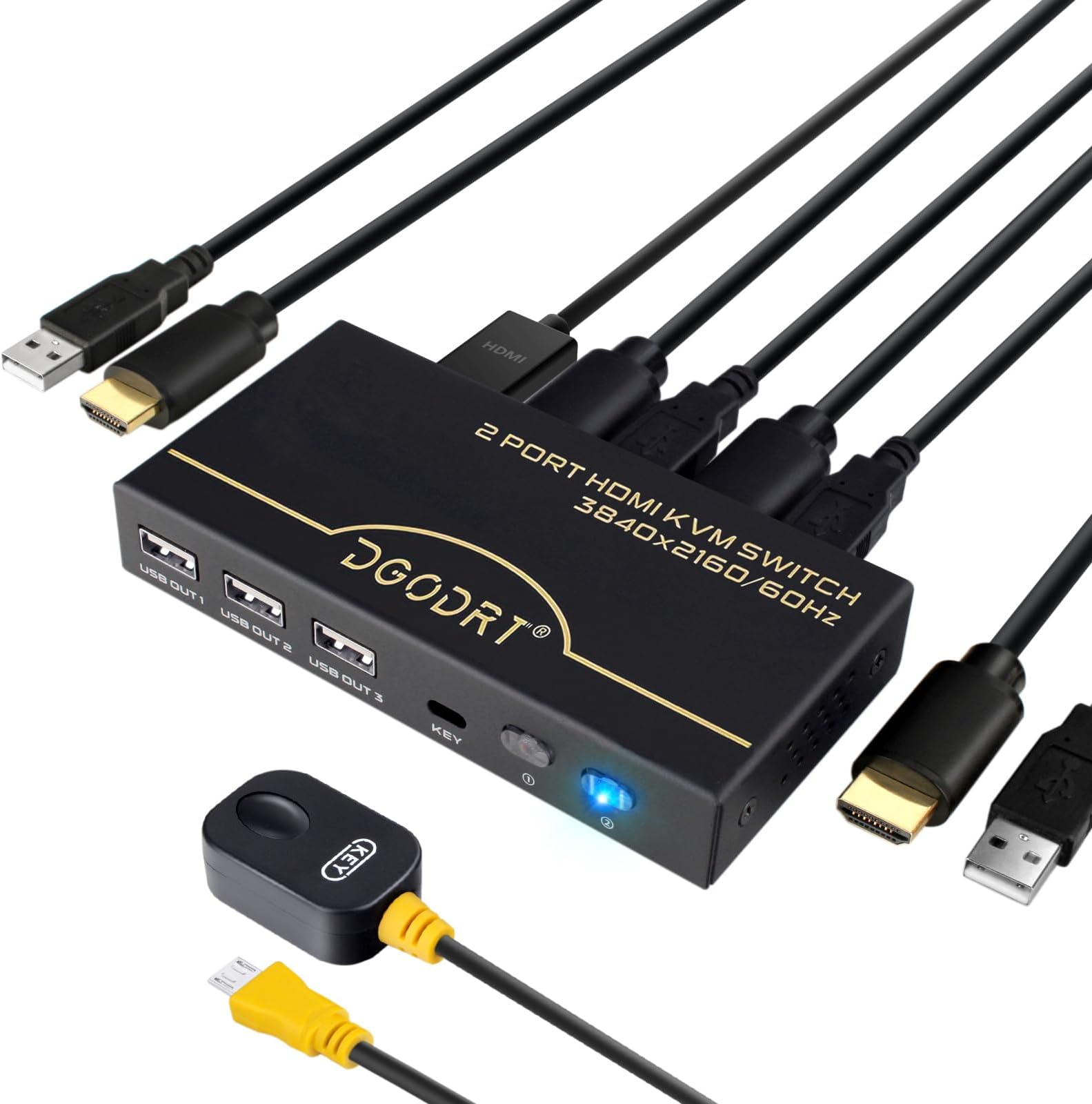Rybozen KVM Switch, 4K 60Hz HDMI KVM Switch 2PC 1 Monitor, 2 Port Box ...