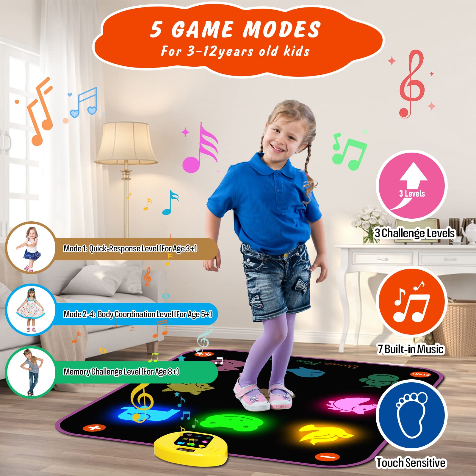 ANNKIE Dance Mat, Toys for 3-8 Year Old Girls,Upgraded Kids Dance Mat ...