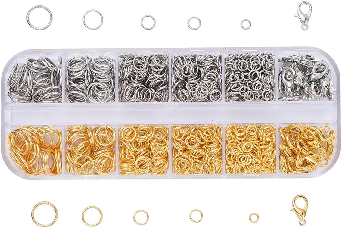 600x Jump Rings and Lobster Clasps for DIY Jewelry Making, Metal Split ...