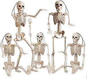 Amazon.com: 16" Small Skeleton Halloween Decor: Posable Hanging ...