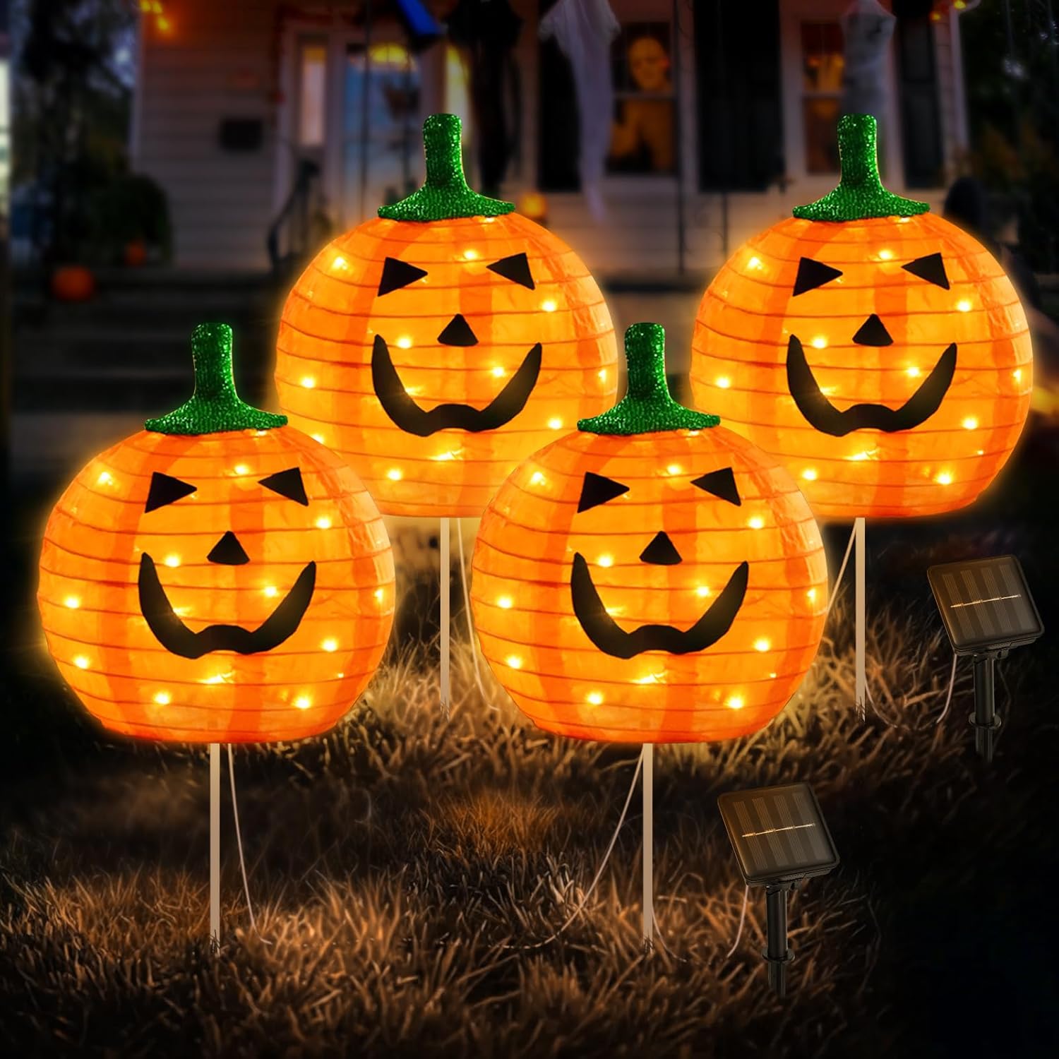 Amazon.com : Halloween Large Pumpkin Pathway Lights, 4PCS 3D Pumpkin ...
