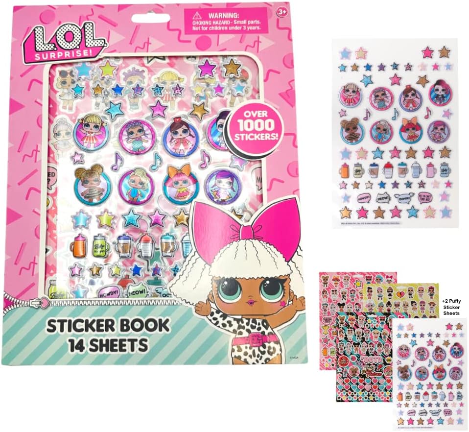 Amazon.com: LOL Surprise 14 Sheet Sticker Book Set Including Puffy ...