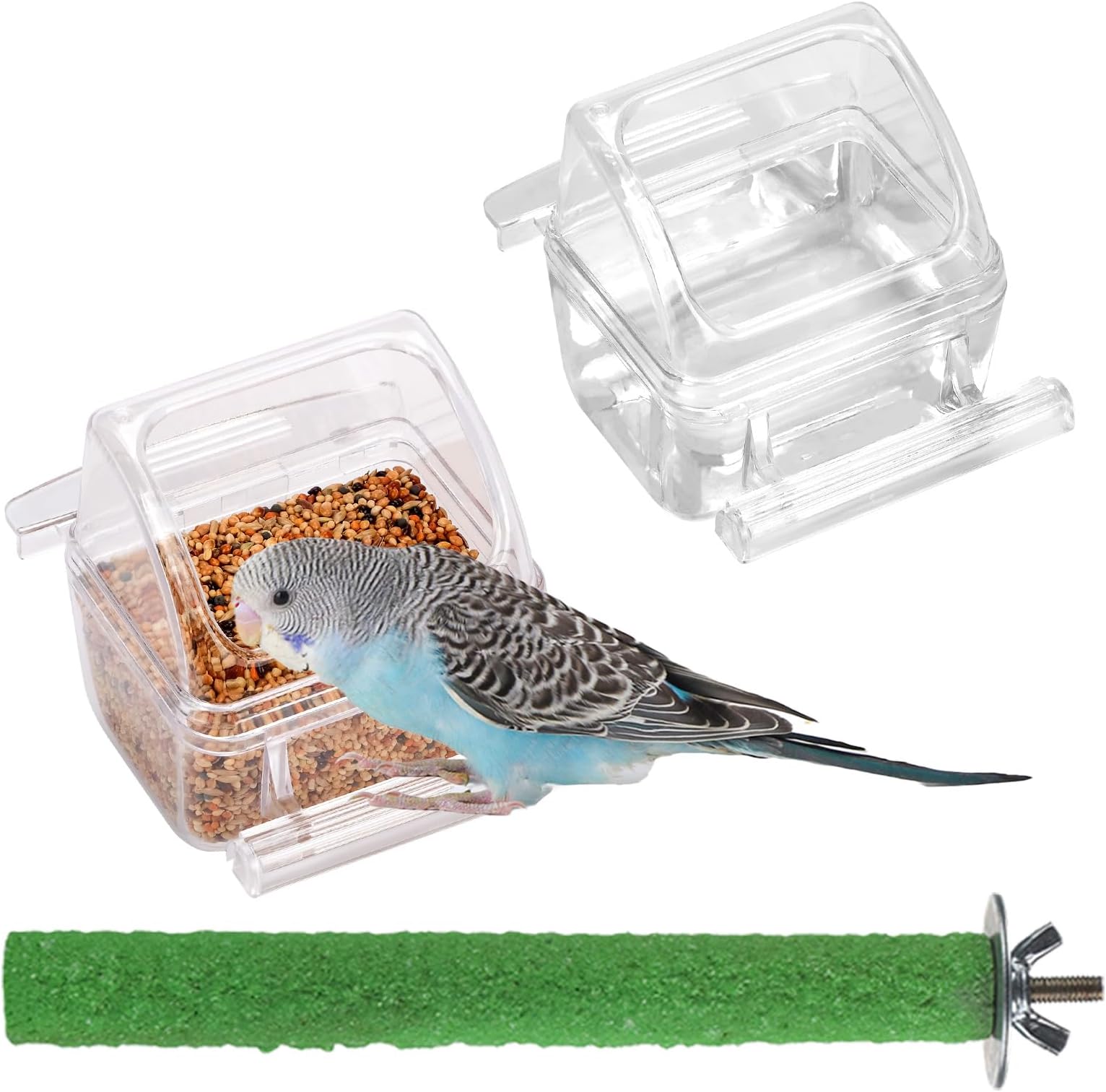 Amazon.com : 2 Pcs Small Bird Slot Feeder No Mess Cage Hanging Feeder ...