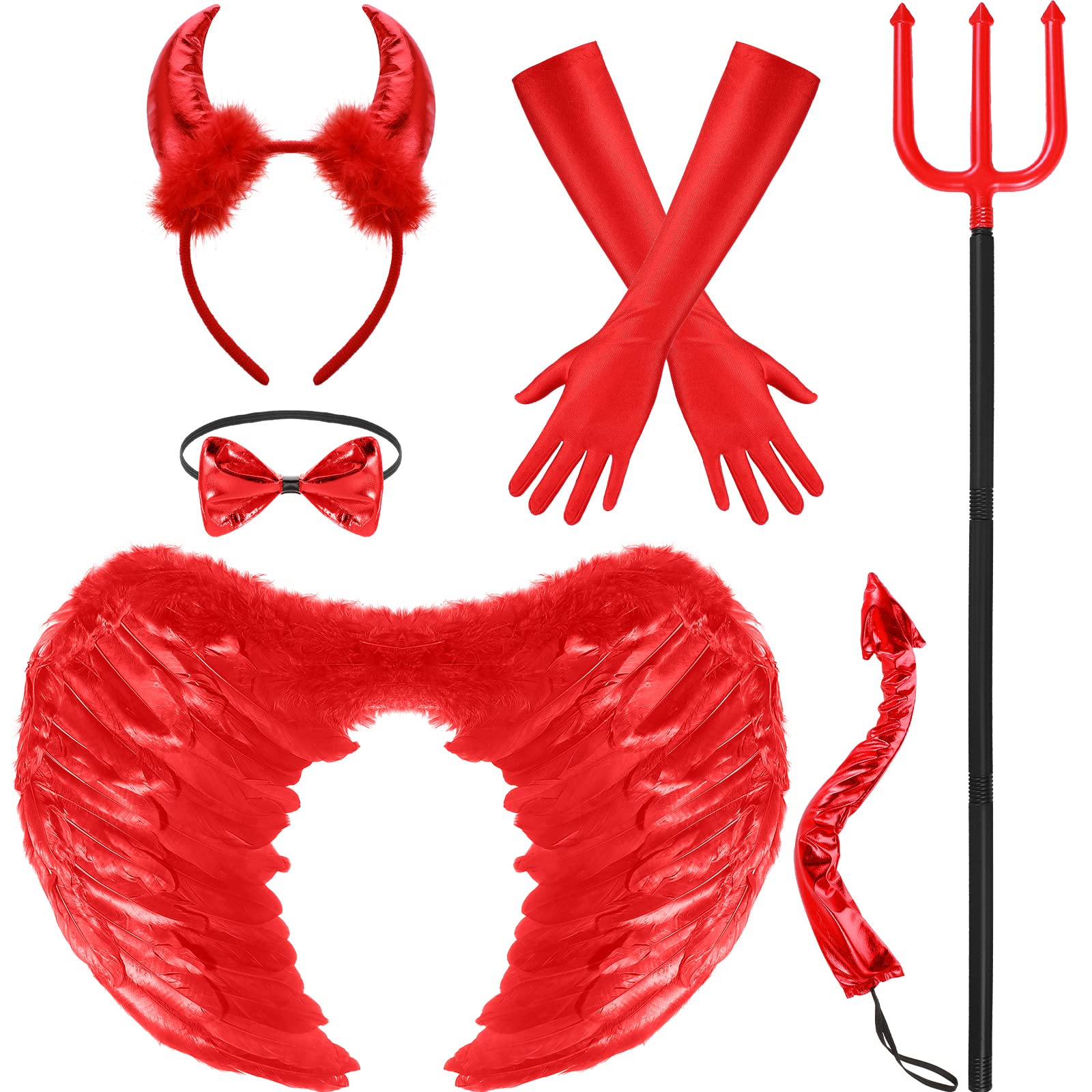 Amazon.com: Hillban 6 Pcs Halloween Devil Costume Set Include Sequin ...