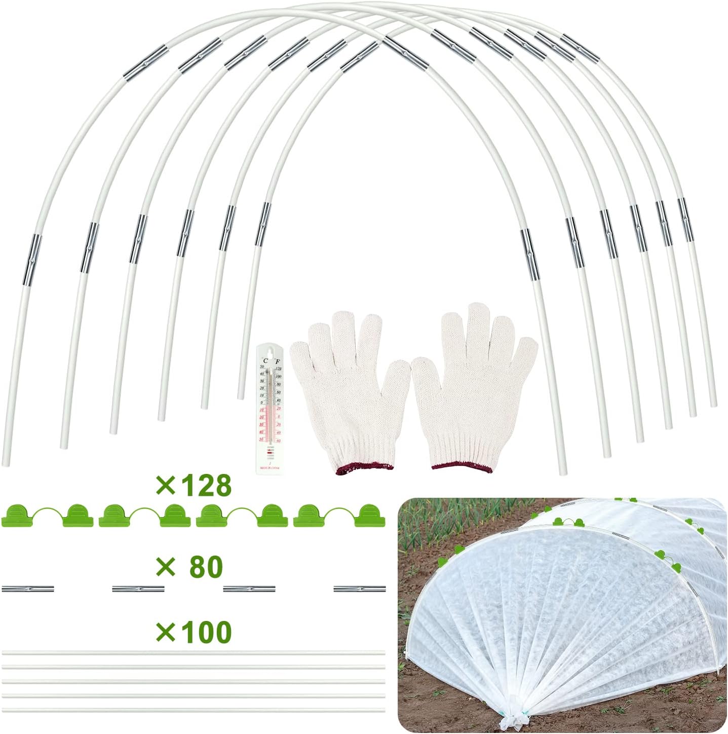Amazon.com : 100 Pcs Greenhouse Hoops Garden Hoops for Raised Bed 16 ...