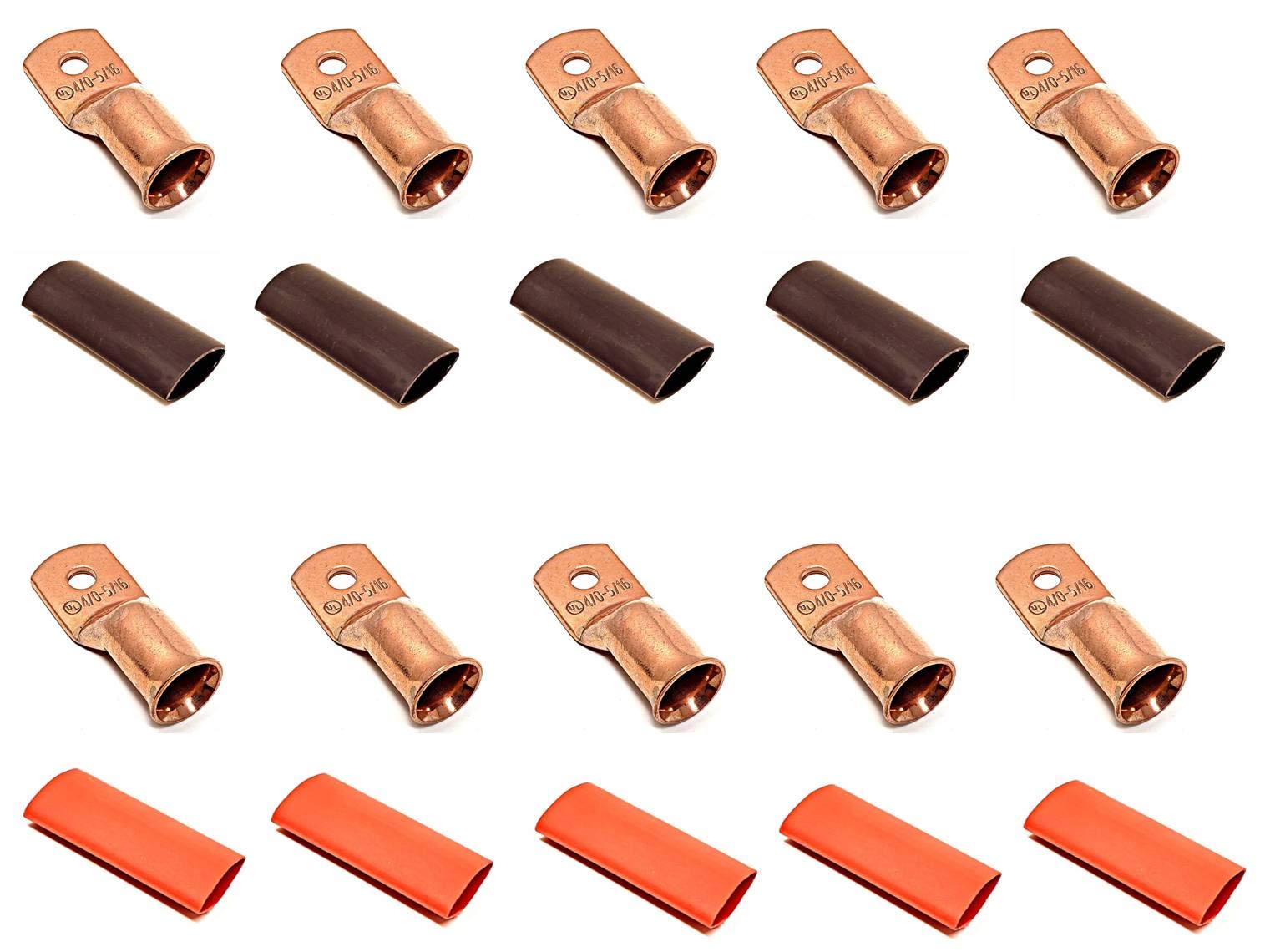 10pcs 4/0 Gauge 4/0 AWG x 5/16” Pure Copper Cable Lug Terminal Ring ...