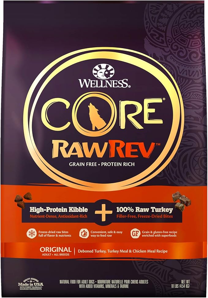 Wellness CORE RawRev Natural Grain Free Dry Dog Food, Original Turkey ...